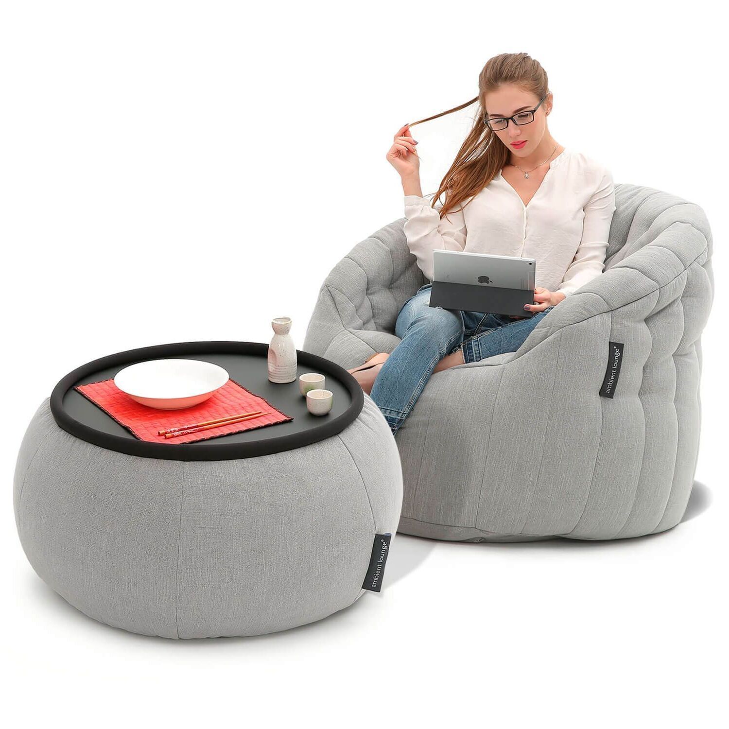 Кресло-мешок со столиком Ambient Lounge - Cove Package - Keystone Grey (серый)