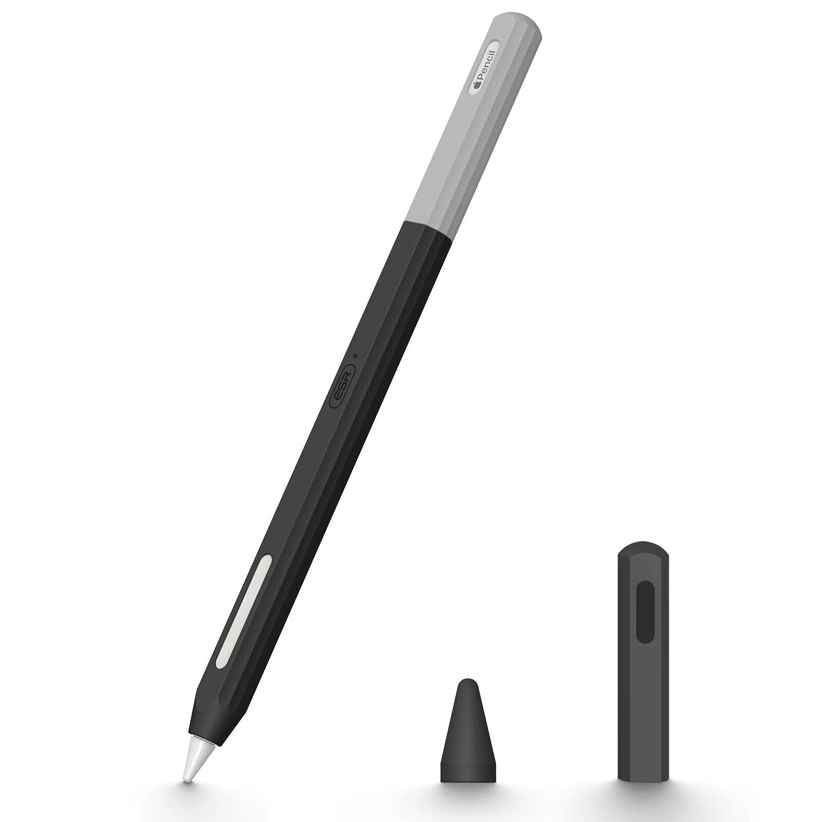 Чехол ESR Pencil Cover силиконовый для Apple Pencil 2 - черный с серым