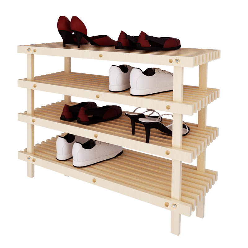 Полка для обуви IKEA Bundis четырехъярусная из массива натурального дерева