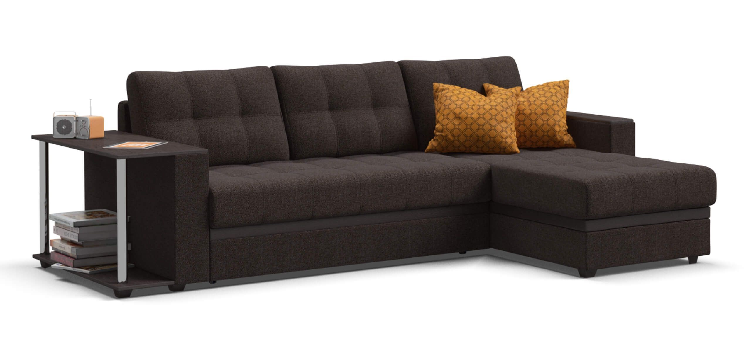 Угловой диван-кровать Много Мебели Атланта Люкс, рогожка Malmo шоколад