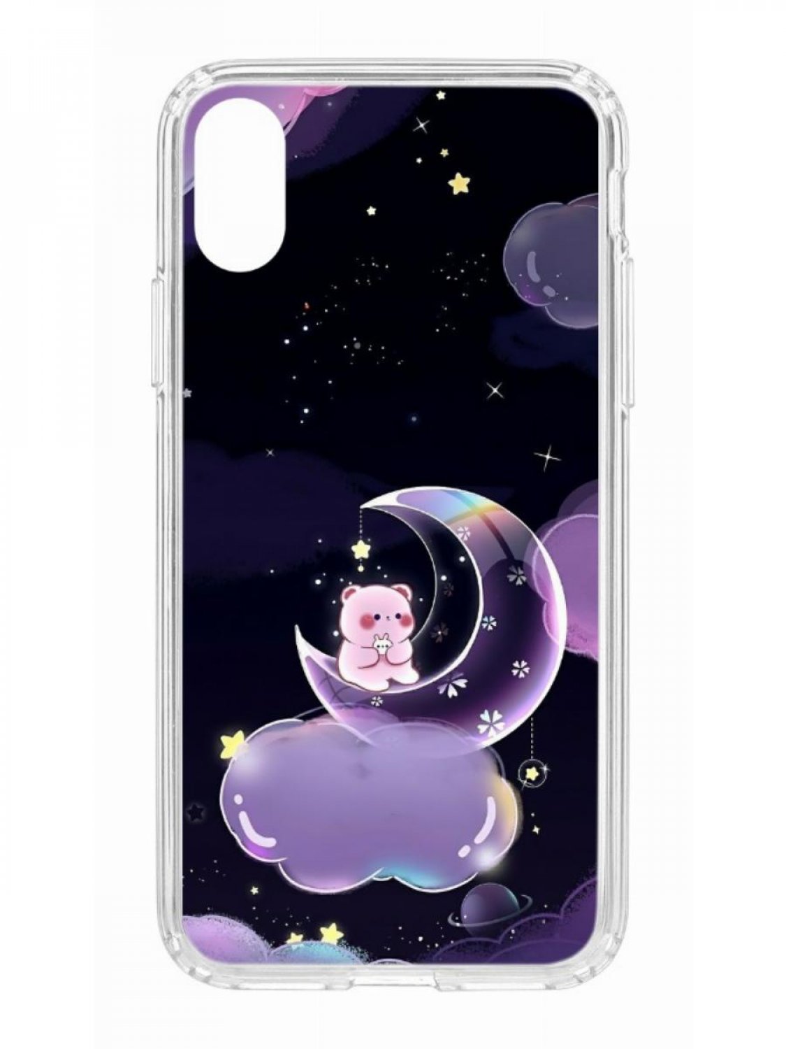 Противоударный чехол для iPhone X/XS КRUЧЕ Print Сон медвежонка прозрачный с рисунком