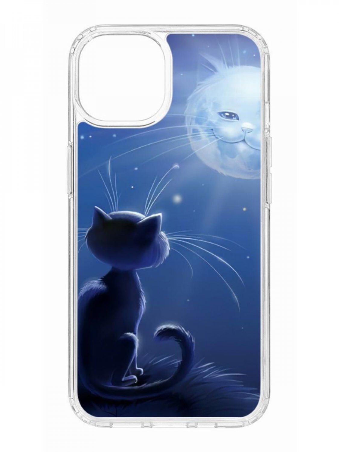 Противоударный чехол для Apple iPhone 13 КRUЧЕ Print Лунный кот прозрачный с рисунком