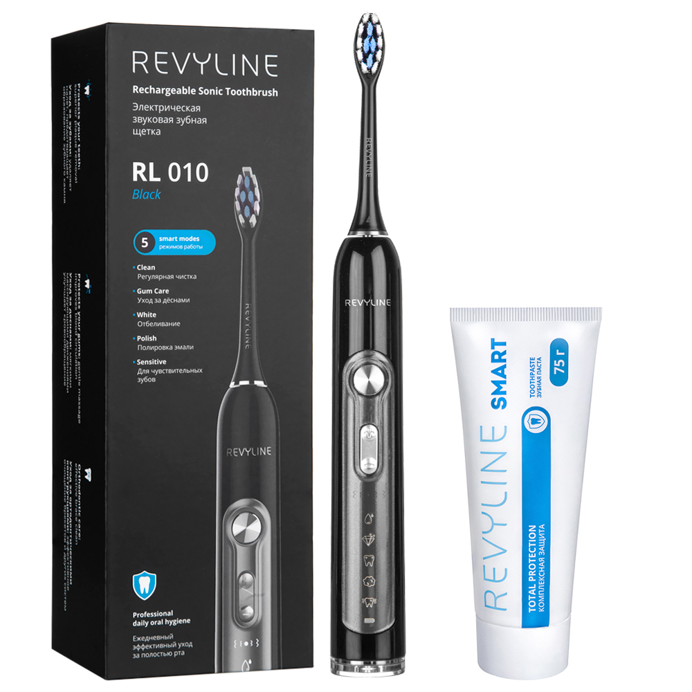 Электрическая зубная щетка Revyline RL 010+зубная паста черный