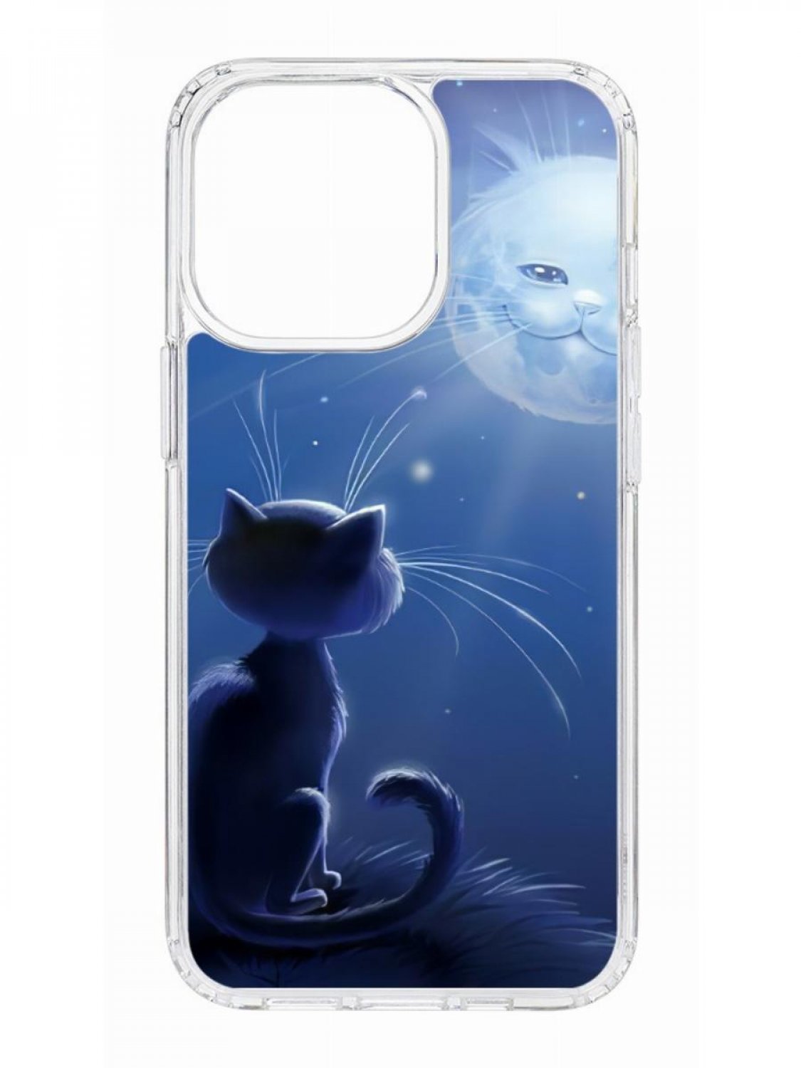 Противоударный чехол для Apple iPhone 13 Pro КRUЧЕ Print Лунный кот прозрачный с рисунком