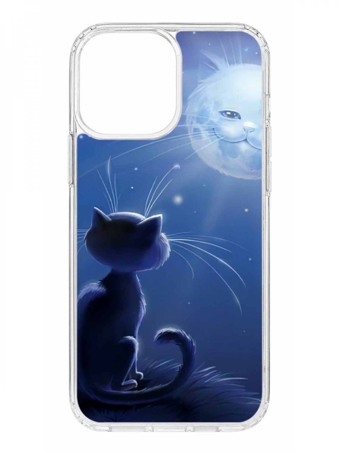 Противоударный чехол для Apple iPhone 13 Pro Max КRUЧЕ Print Лунный кот прозрачный