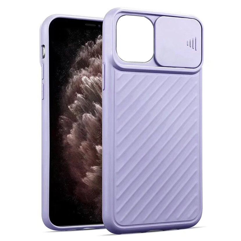 Чехол силиконовый для iPhone 12 / 12 Pro 6.1 с защитой для камеры, фиолетовый