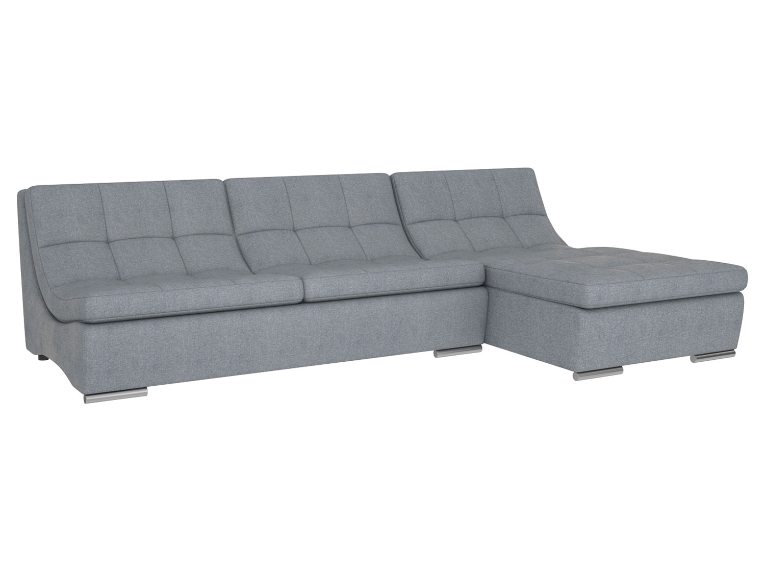Угловой диван Первый Мебельный Сан-Диего с оттоманкой Серо-голубой, рогожка Без механизма