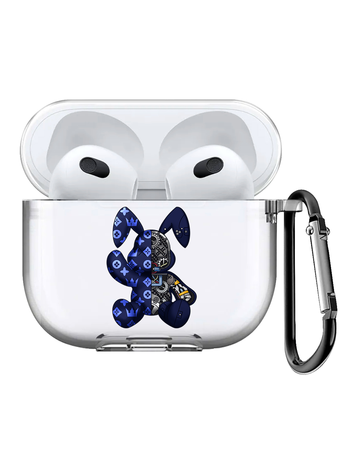 Чехол с карабином MustHaveCase для Apple AirPods 3 Bunny Синий прозрачный