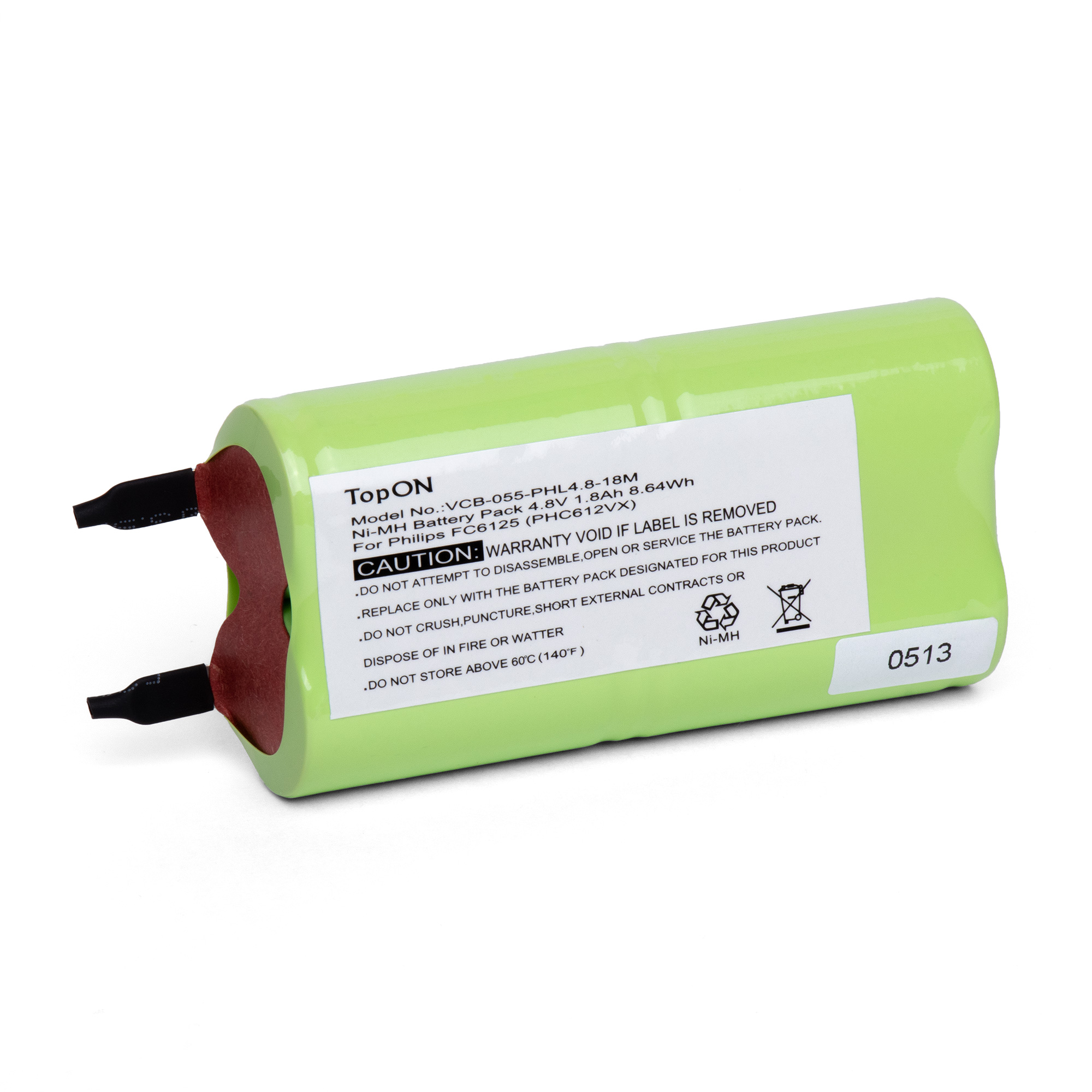 Аккумулятор для электровеника Philips FC6125. 4.8V 1800mAh Ni-MH. PN: PHC612VX, TOP-FC-18