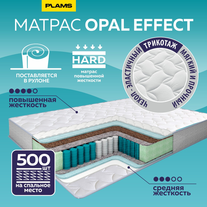 Матрас пружинный Plams OPAL EFFECT трикотаж 120х200
