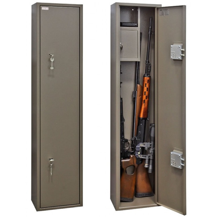 Оружейный сейф шкаф Контур Д-6 на 2 ружья. Высота ружья 1275мм. 30х20х130мм. Ключевой.