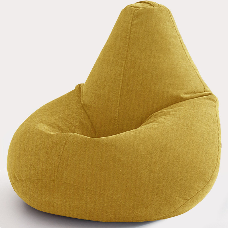 Кресло-мешок груша XXL Миди, велюр, желтый