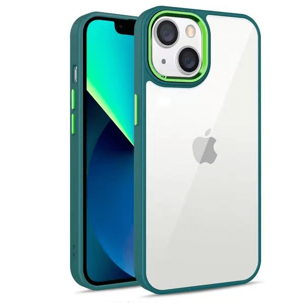 Чехол iPhone 14 Plus цветной бампер, зеленый