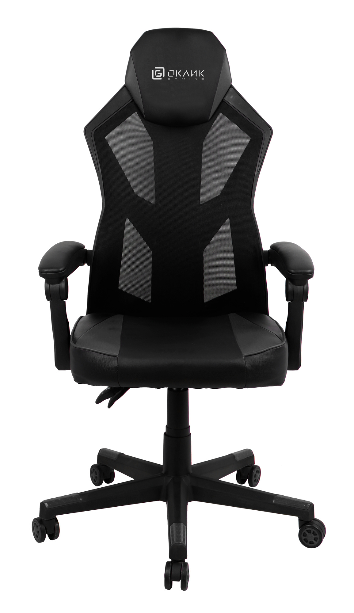 Кресло игровое OKLICK 121G черный кожзам