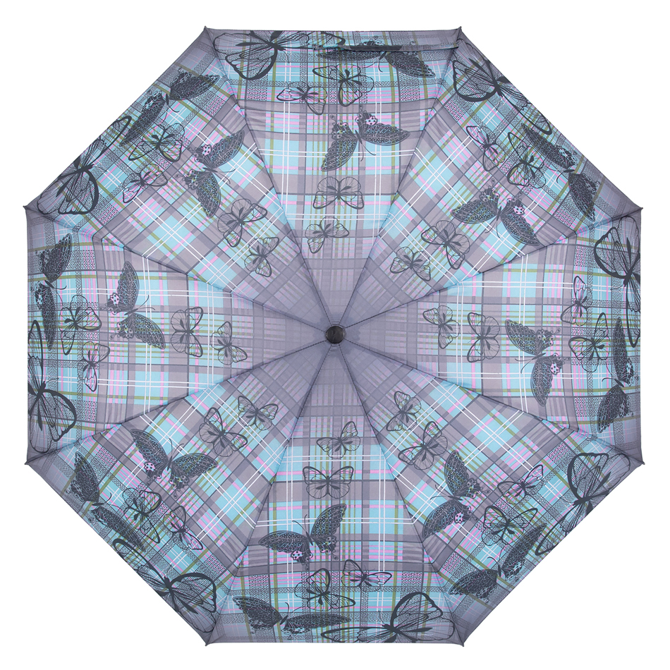 Зонт складной женский автоматический Raindrops RD05395 бирюзовый/серый