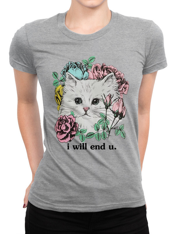 Футболка женская DreamShirts Studio Котик - I Will End You 1 серая S