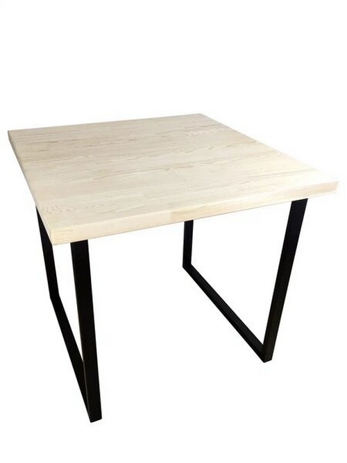 Стол кухонный Solarius Loft металл-дерево 60x60х75, без шлифовки и покраски, черные ножки