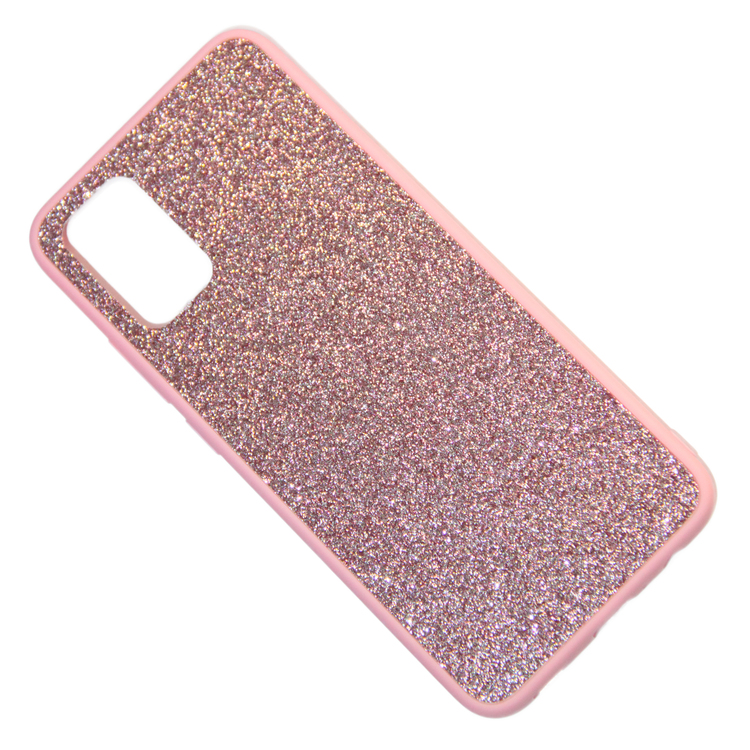 Чехол Samsung SM-A025F (Galaxy A02s) пластиковый с блестками <розовый>
