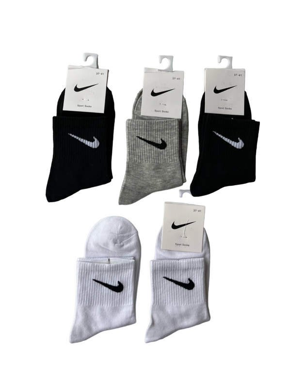 Комплект носков женских Nike Н5Ж белый; черный; серый 37-41, 5 пар реплика