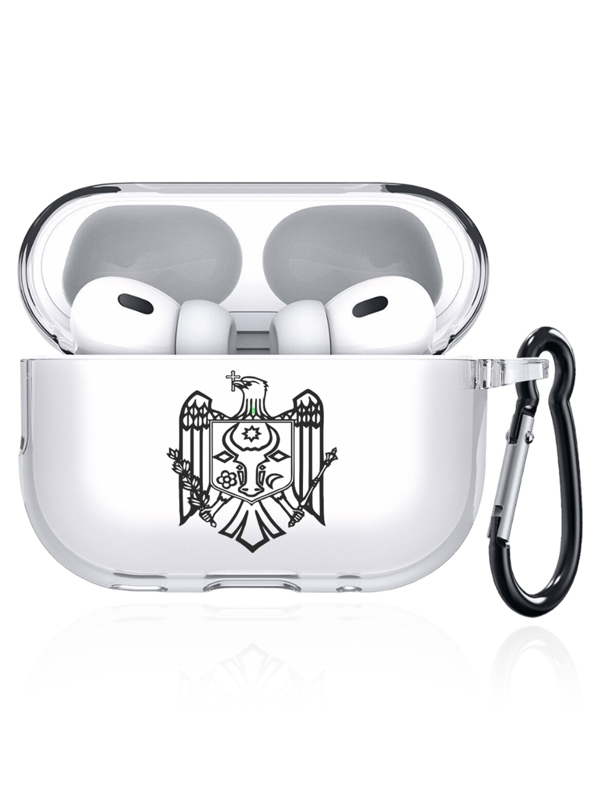 Чехол SignumCase для Apple AirPods Pro 2 Герб Молдавии/Молдовы прозрачный