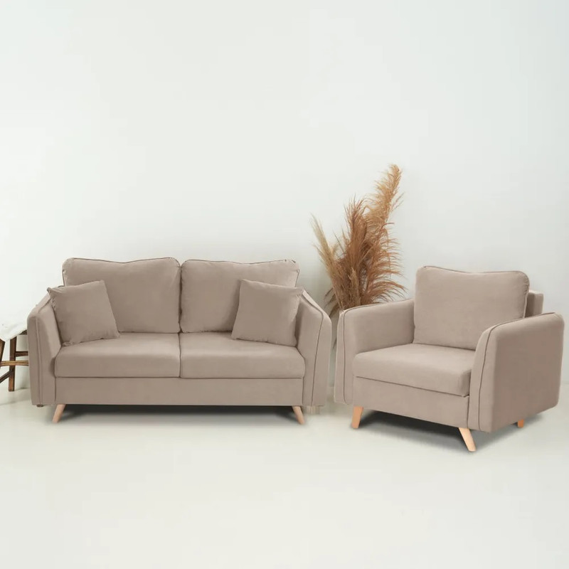 Комплект мебели диван и кресло BRENDOSS Griffon lite цвет бежевый