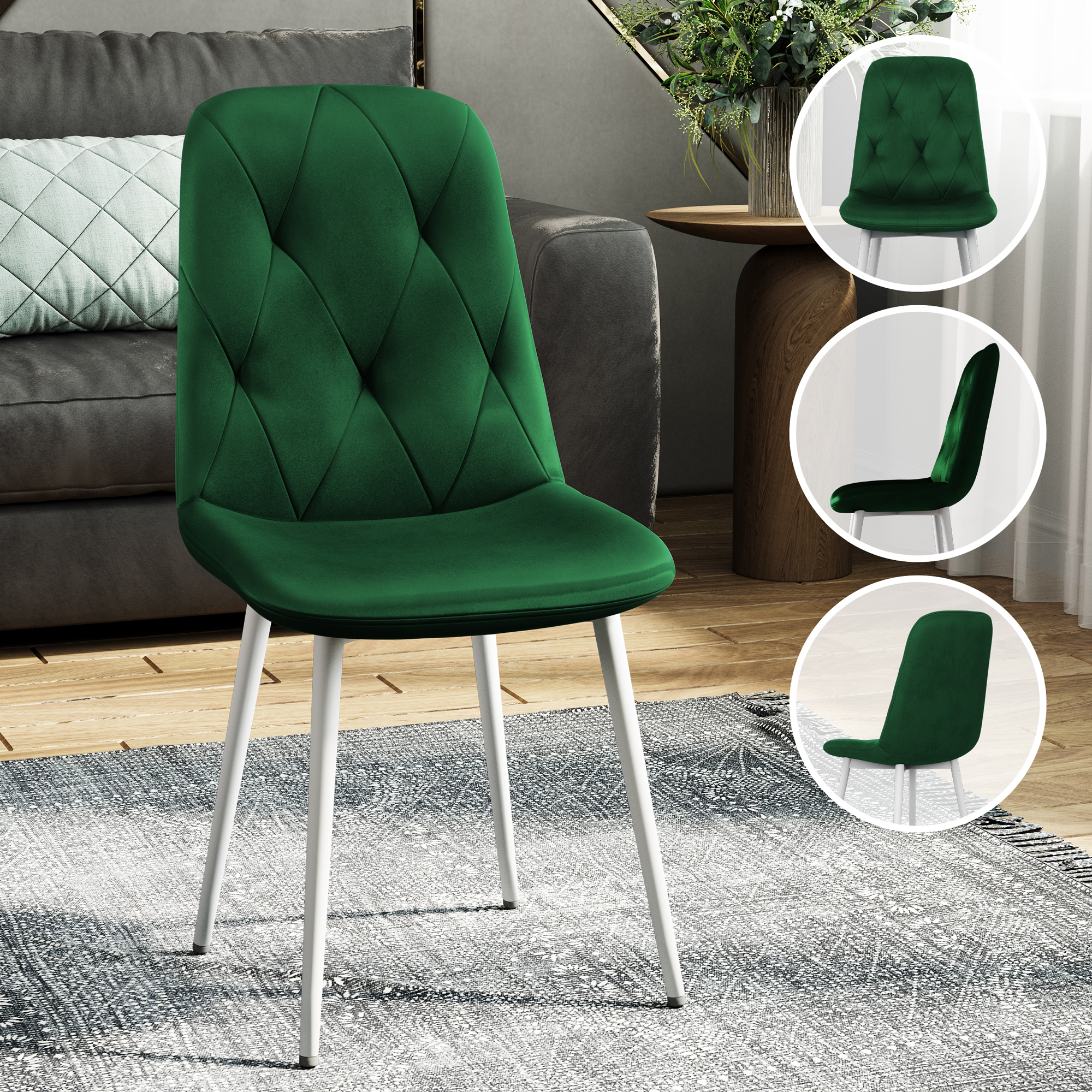 Стул Soft&Chair DC-2103, каркас белый тк.зеленый/ Velvet HLR-57(56), 1шт