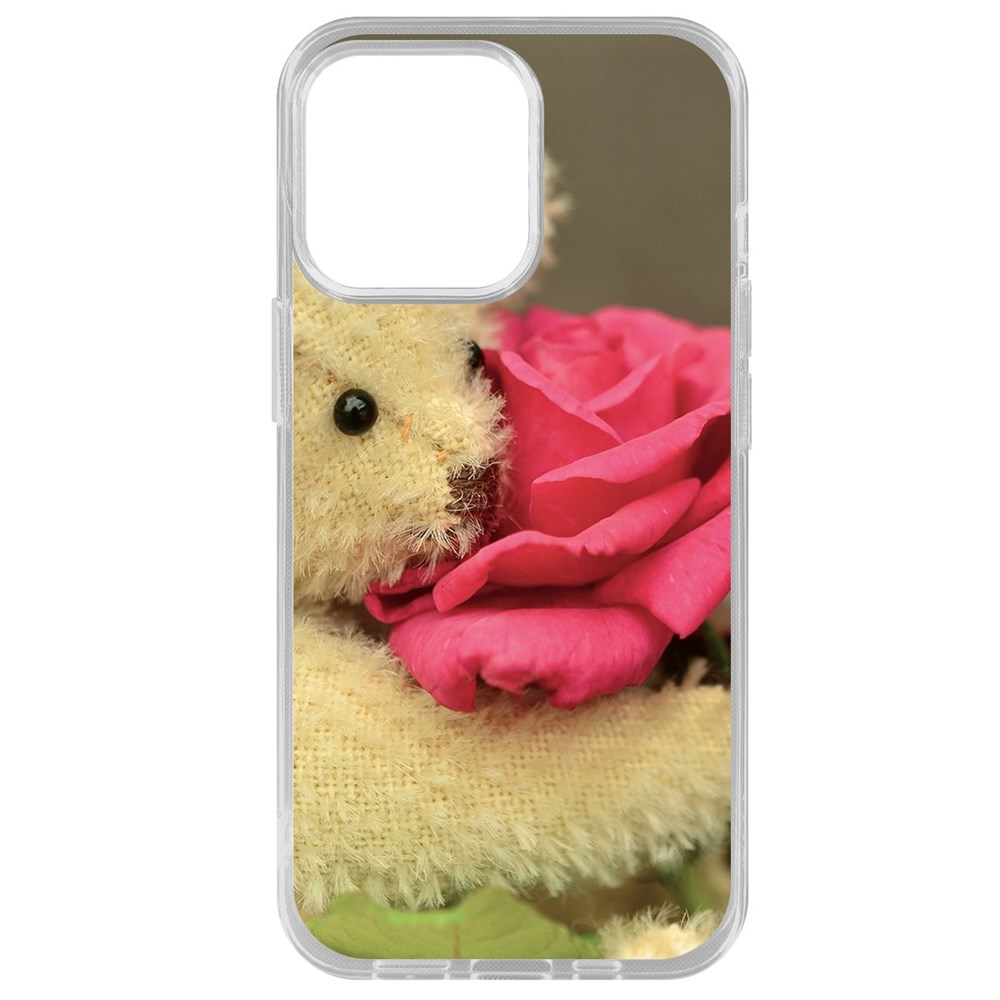 Чехол-накладка Krutoff Clear Case Медвежонок с розой для iPhone 14 Pro Max
