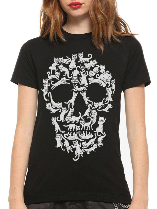 Футболка женская DreamShirts Studio Череп Из Котов 059-catskull-1 черная 3XL