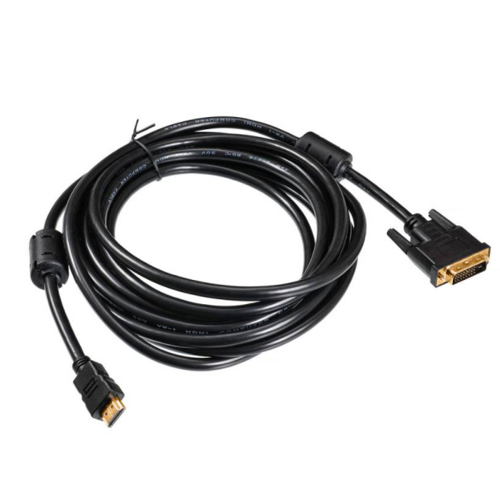 Кабель Buro HDMI-19M-DVI-D-5M HDMI (m) DVI-D (m) 5м феррит.кольца черный