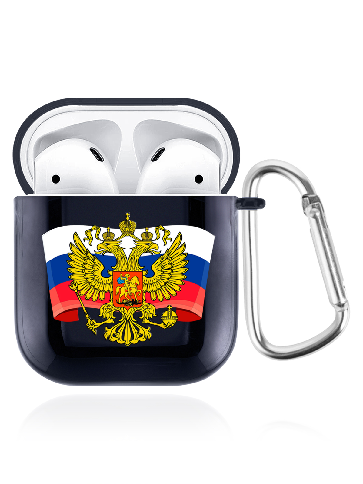 Чехол SignumCase для Apple AirPods Герб России темно-синий