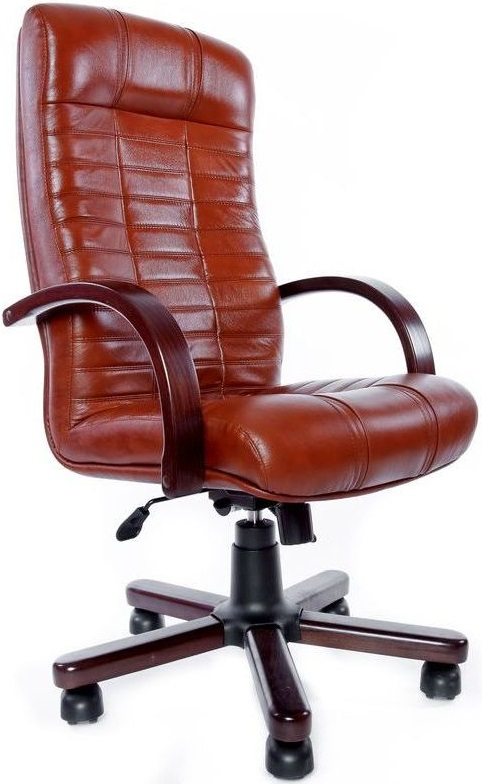 Кресло офисное Евростиль Атлант Экстра M-PP (орех) кожа коричневый