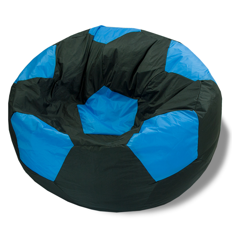 Кресло-мешок Puffmebel мяч XXXL черный/голубой