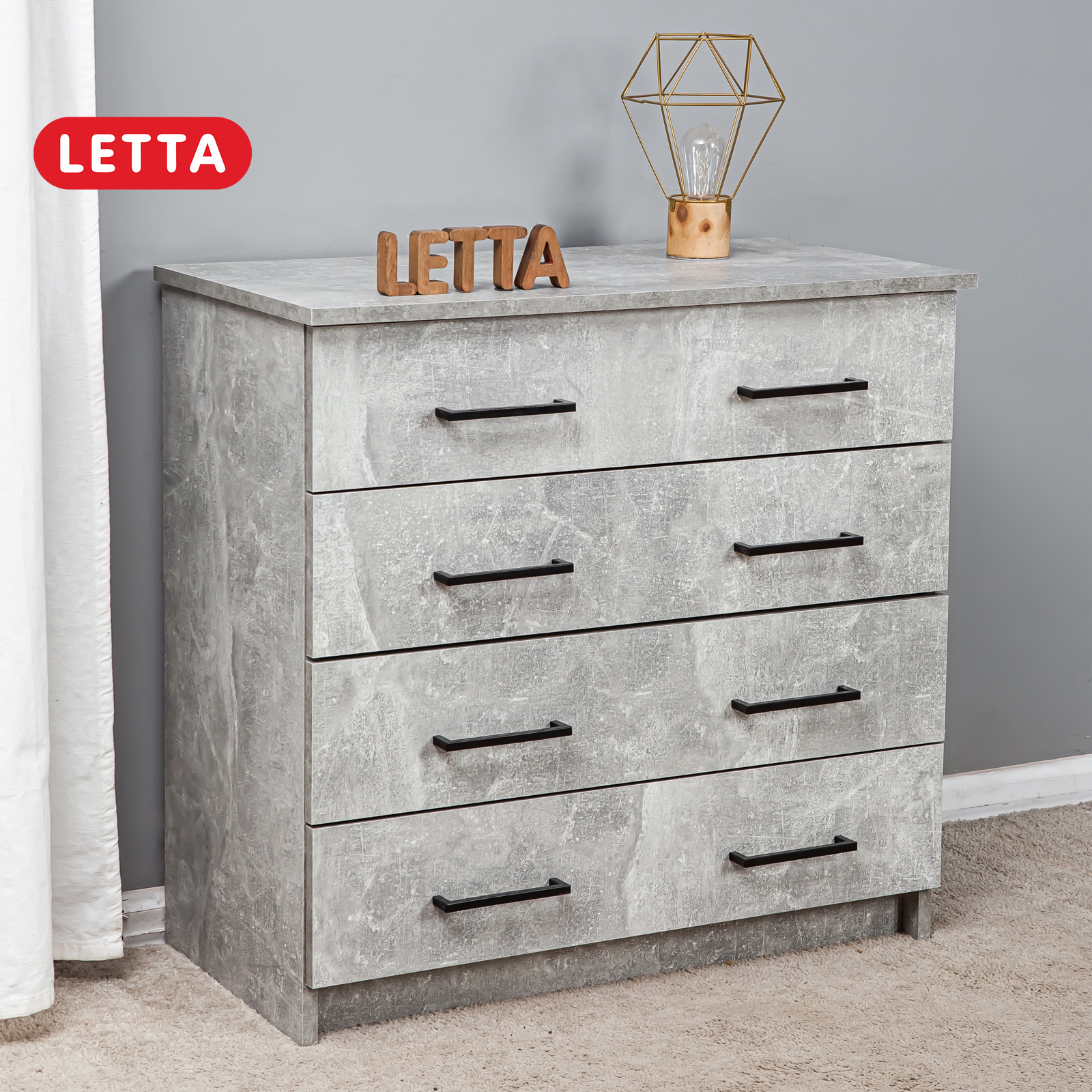 Комод Letta Ультра, 0,75х0,729х0,33, Белое тиснение/Дуб Сонома (серия 2)