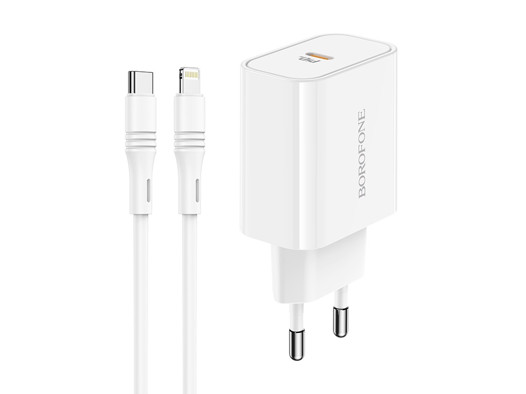 Зарядное устройство Borofone BA57A 1xUSB-C PD3.0 + кабель USB-C - Lightning 1.0m White