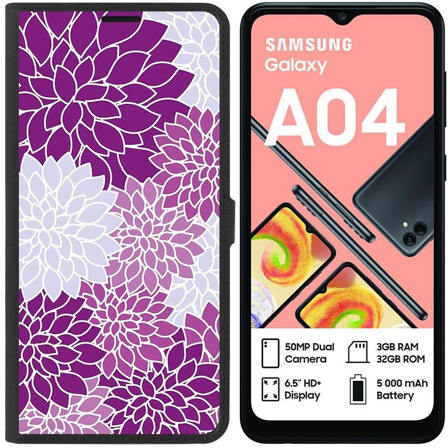 Чехол-книжка Eco для Samsung Galaxy A04 (A045) Цветочный паттерн 2 (черный)