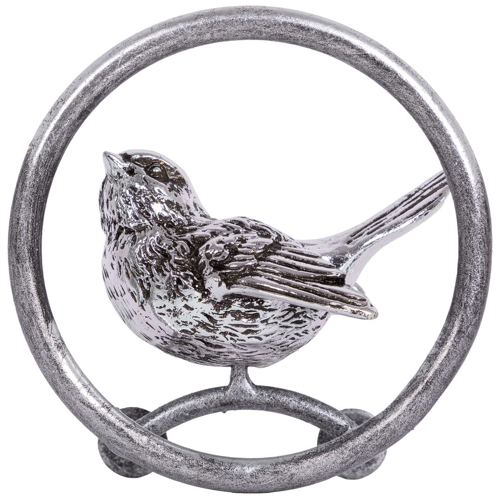 Ручка скоба мебельная Bogacho Птичка Терра круглая левая Античное серебро