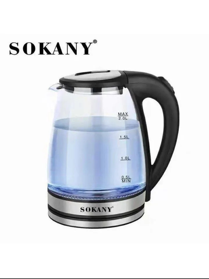 Чайник электрический Sokany SK-1029 2 л прозрачный, черный