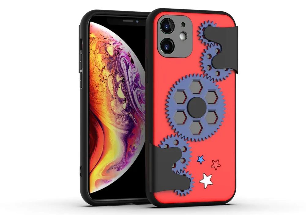 Чехол силиконовый для iPhone 11 6.1" Steampunk (стимпанк) красный с синим