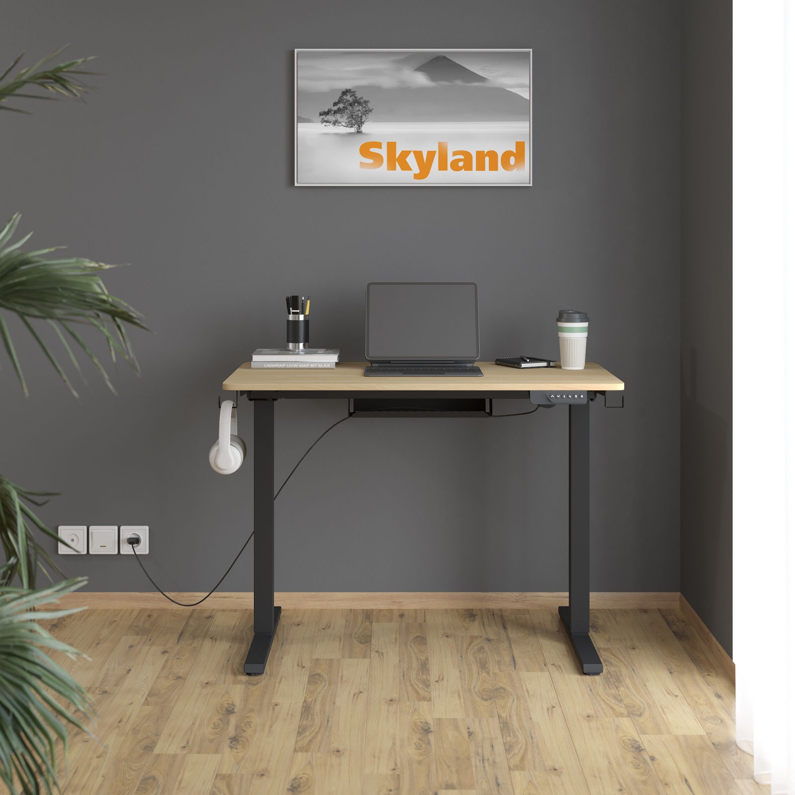 Компьютерный стол Skyland XTEN-UP AT-001, дуб светлый/черный