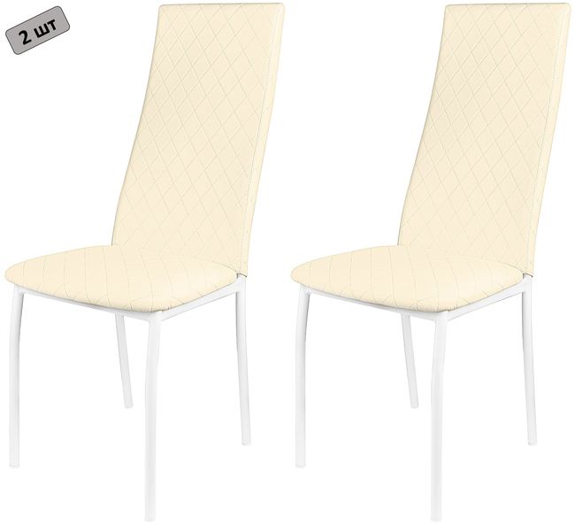 Комплект стульев  KETT-UP Hamburg LUX, стеганный, белый / бежевый, 2 шт