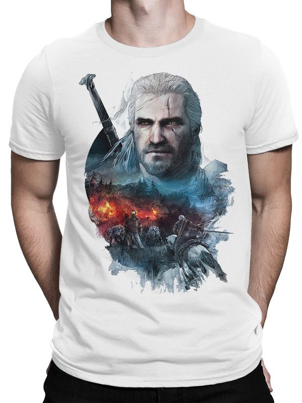 Футболка мужская DreamShirts Studio The Witcher - Ведьмак Геральт 2 белая 3XL