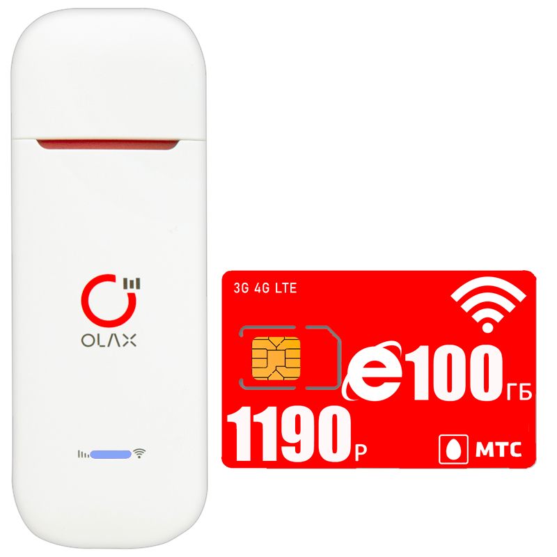 USB Модем OLAX U90H с сим картой МТС I комплект для интернета I 100ГБ за1190р/мес