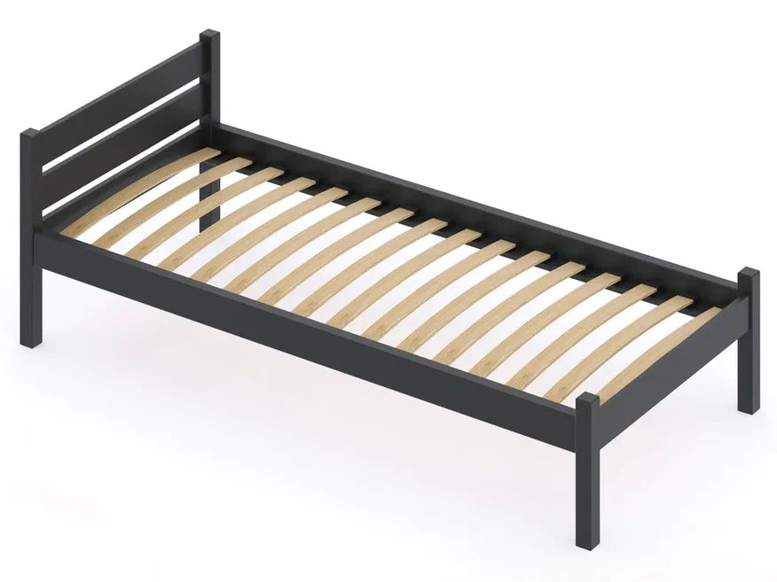 Кровать Solarius Классика с ортопедическим основанием, 80х190 см, темно-серый