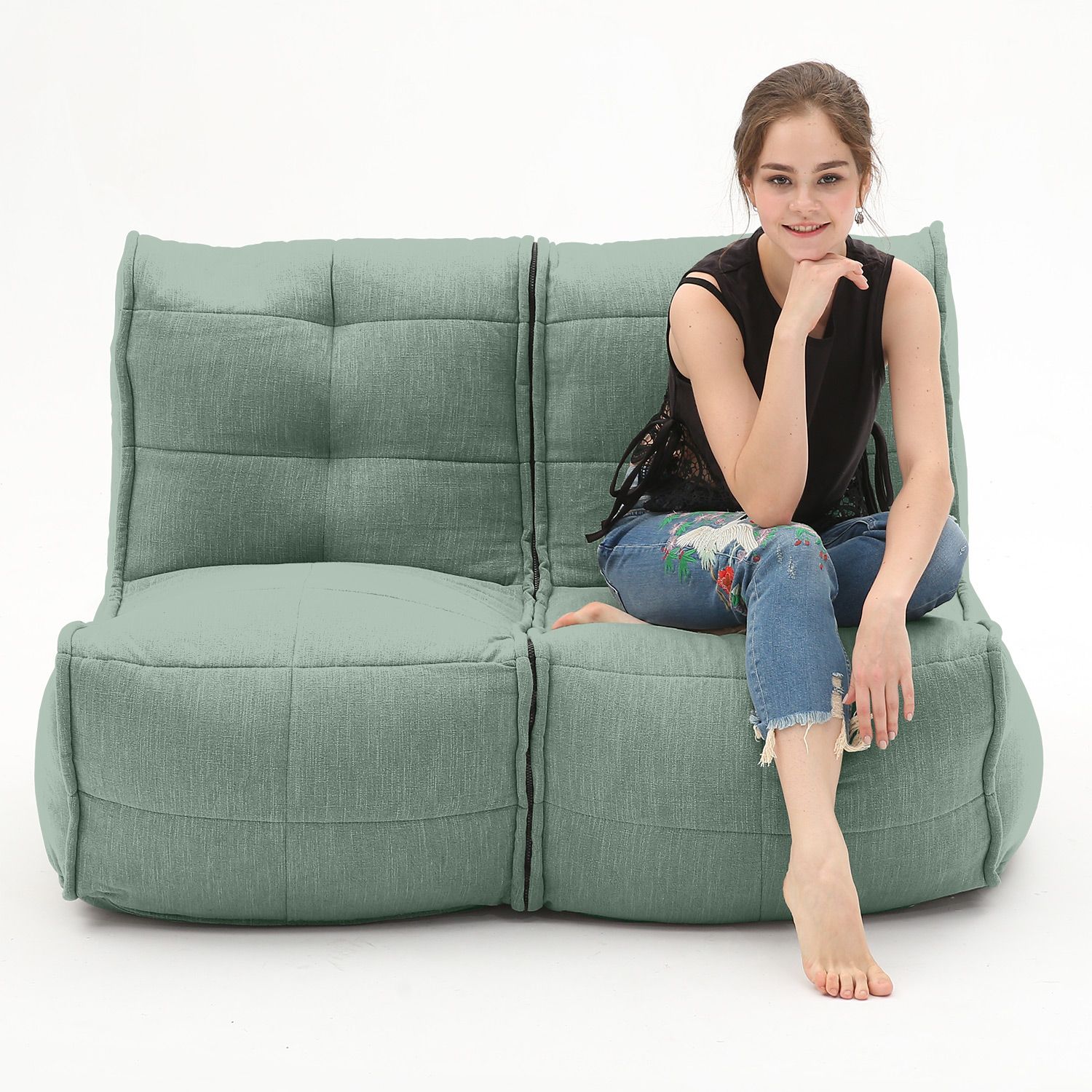Бескаркасный дизайнерский диван aLounge - Twin Couch - Pepper Mint (шенилл) - 120 см