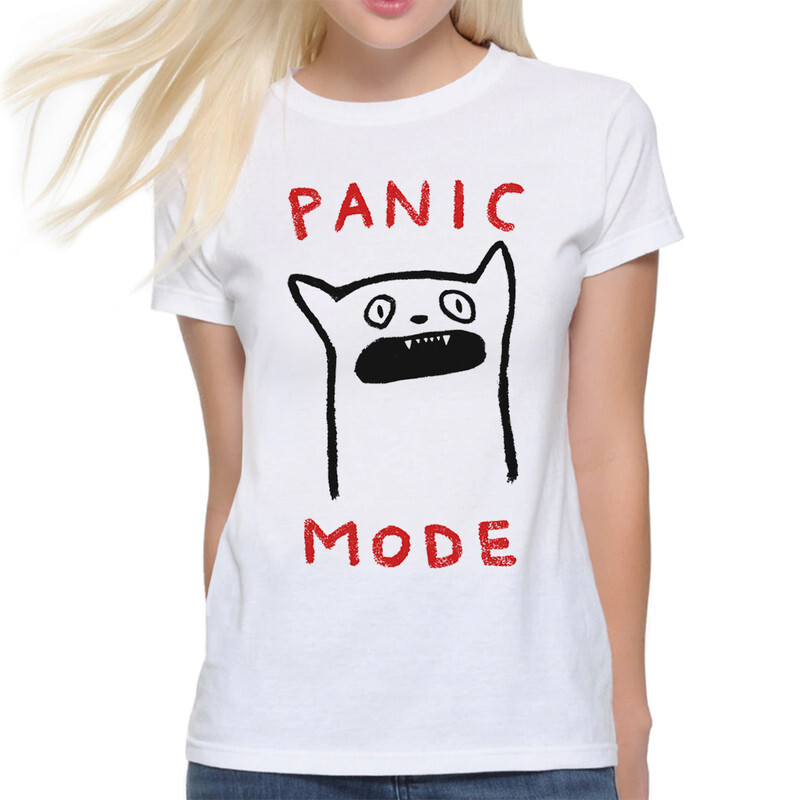 Футболка женская DreamShirts Studio Паникующий Котик - Panic Mode 1 белая 2XL