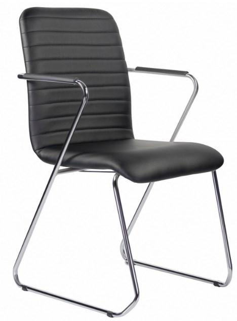 BRABIX Кресло для приемных и переговорных BRABIX "Visit CF-101", хром, экокожа, черное, 53