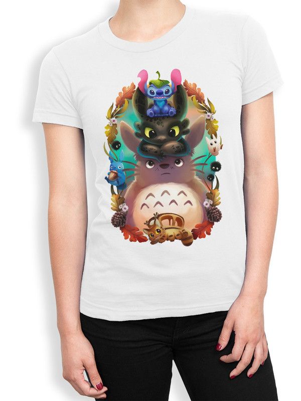 Футболка женская DreamShirts Studio Тоторо Беззубик и Стич GHB-190132-1 белая S