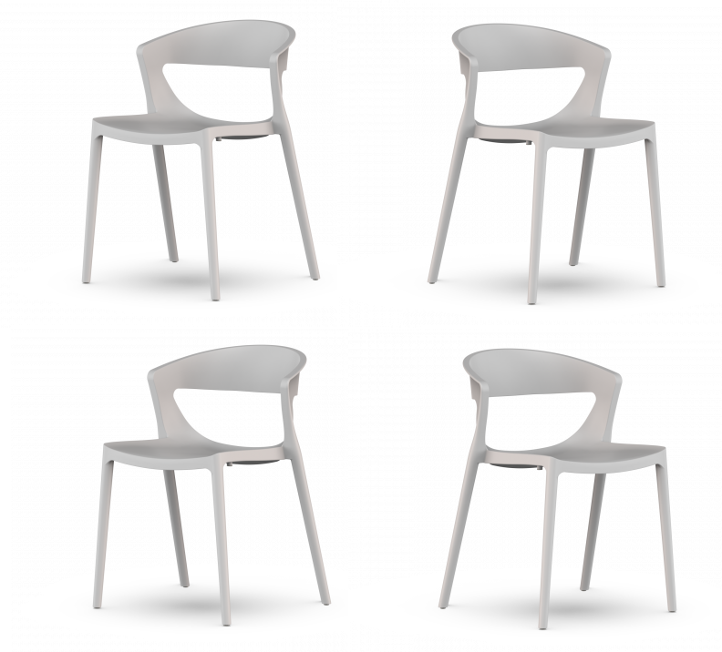 Комплект стульев для кухни ЦМ EVOK 4 шт, белый, пластиковый