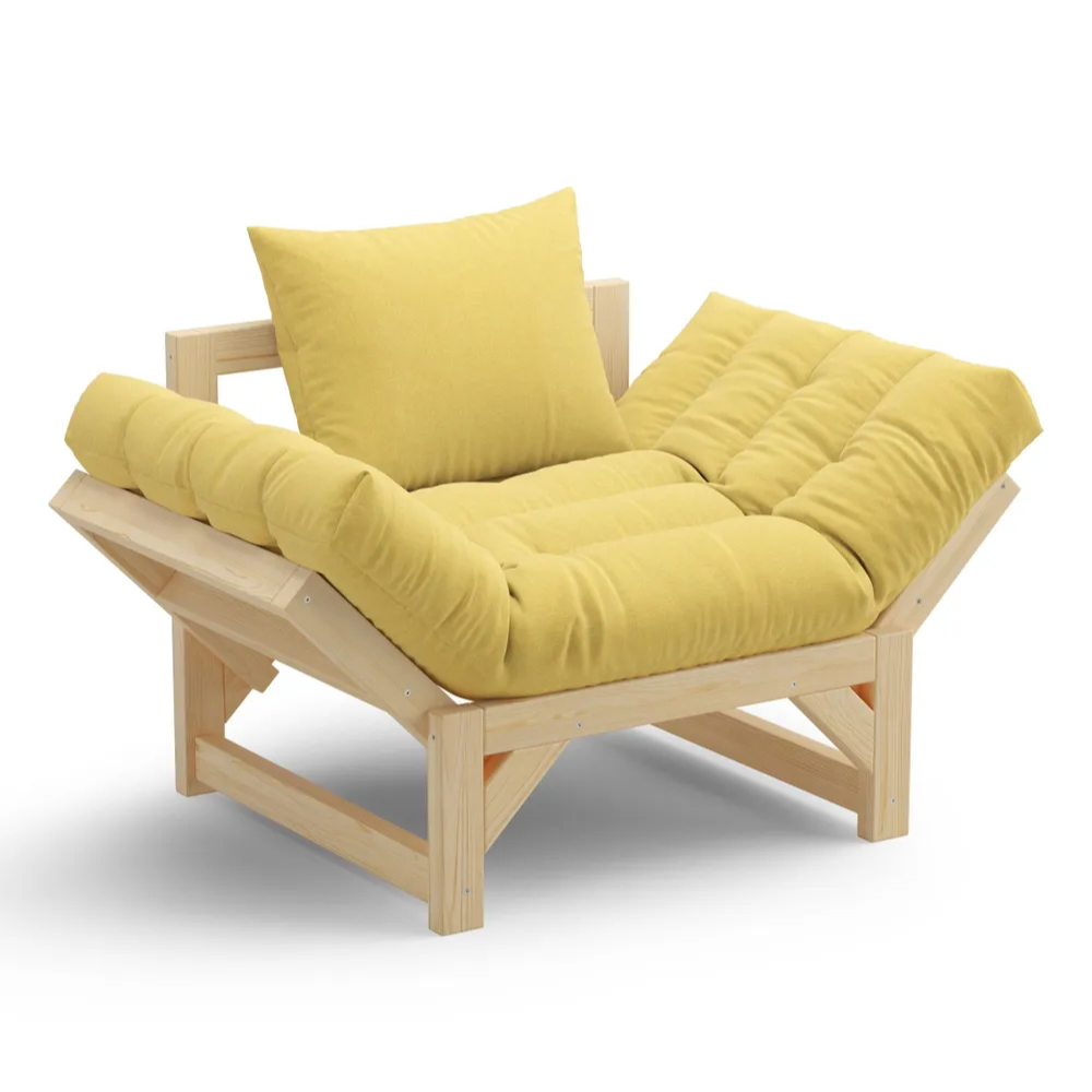 Кресло Salotti Европа-2, некрашеное, рогожка, ткань Laguna, желтый, 80х74х69 см