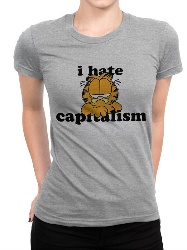Футболка женская DreamShirts Studio Я ненавижу капитализм - Кот Гарфилд 1 серая M
